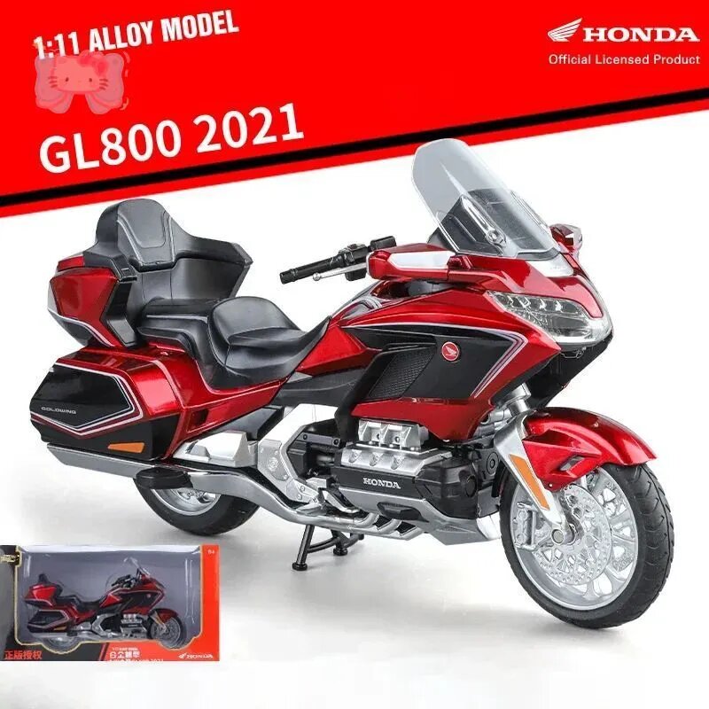 1:11 Honda Gold Wing GL800 2021 Motorcycle Model, Стационарный аналог мотоциклетной игрушки, Коллекционный локомотив, Коллекция подарков для детей