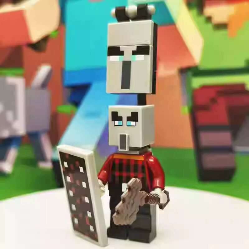 Минифигурка Minecraft Разбойник-Илажер, с флагом Илажера, коллекционная игрушка, подвижная конструкция для детей