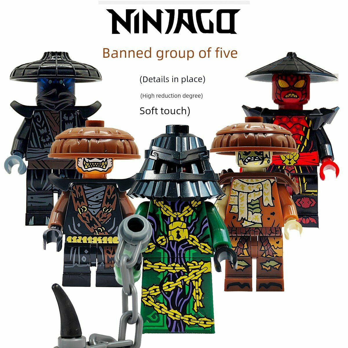Ninjago сезон 19 Запретные пятеро полный набор включая все фигурки оружие и подставки