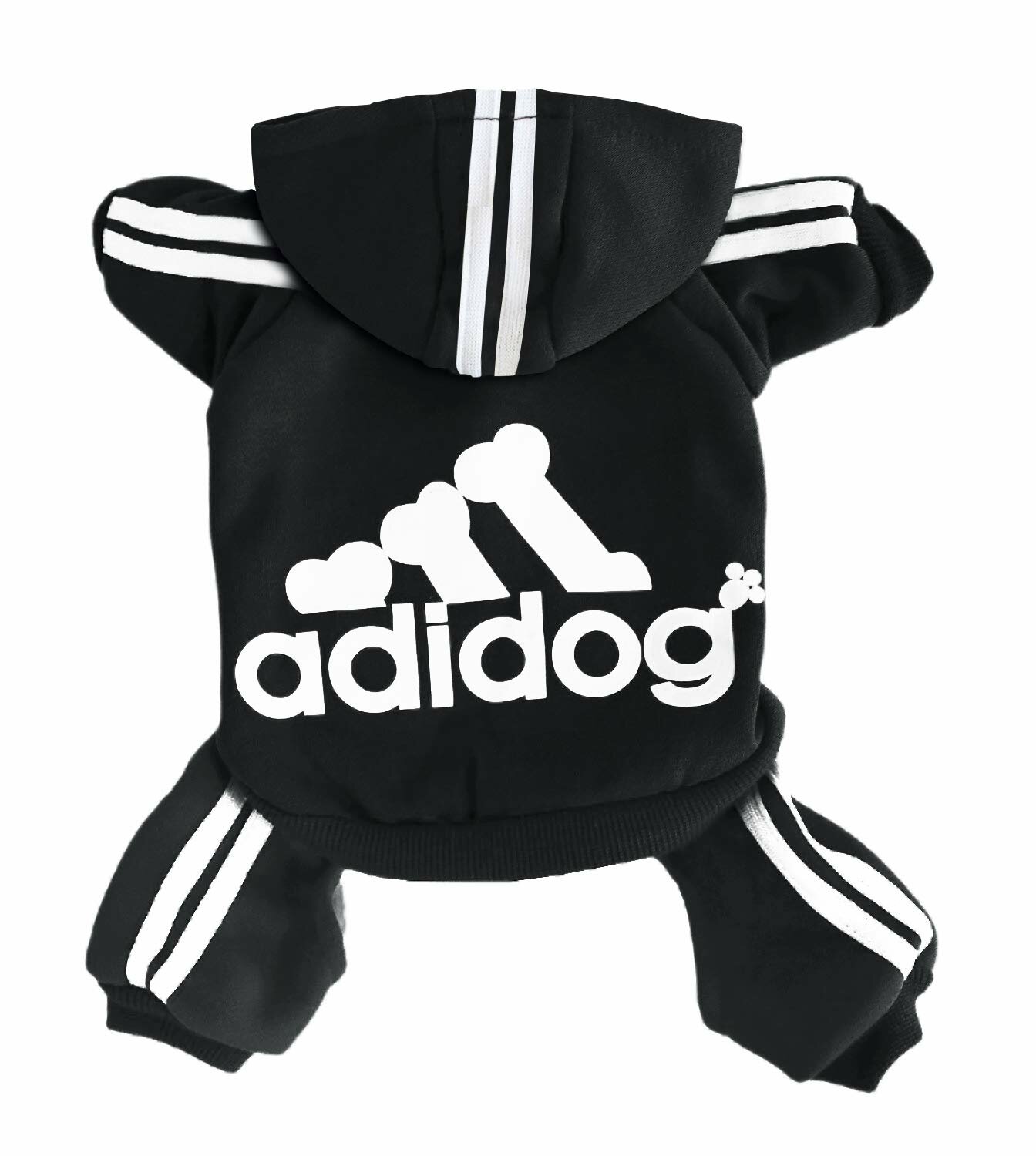 Спортивный костюм «Adidog» для небольши хпород собак , черный цвет . Размер S .