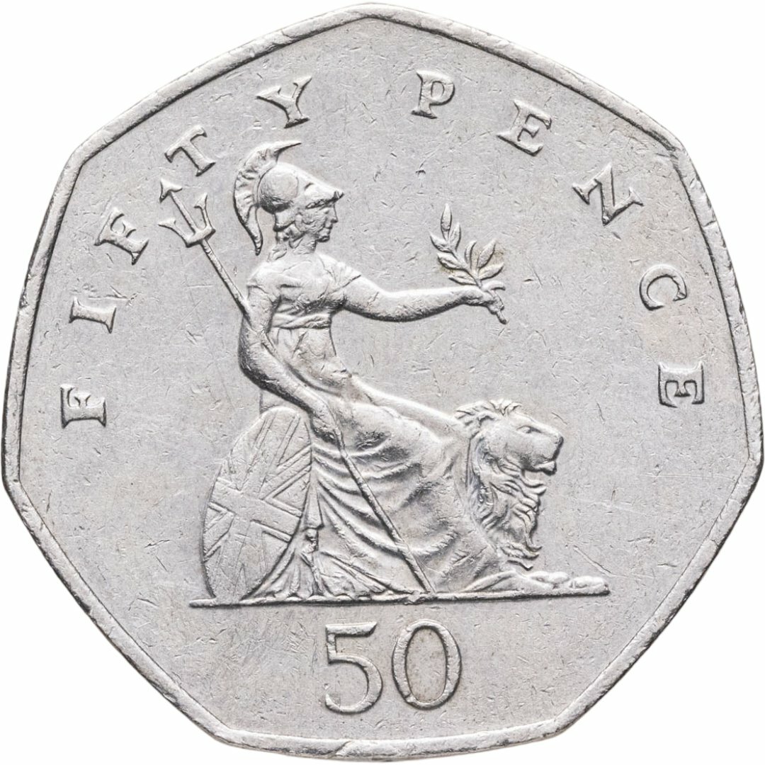 Великобритания 50 пенсов pence 1997, Мельхиор медь-никель, в сохранности VF-XF