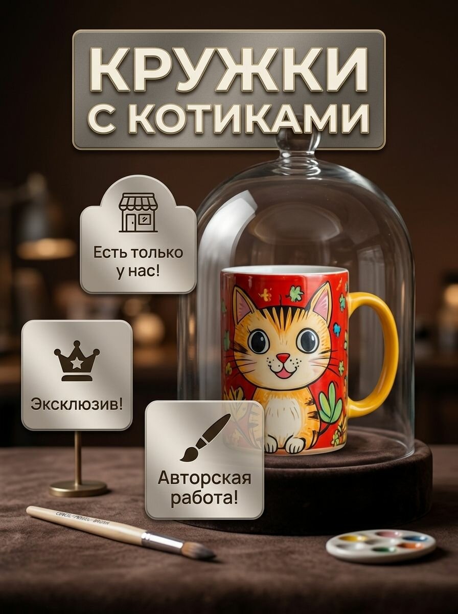 Кружка с принтом (рисунком) "Котики" эксклюзивный дизайн. Только у нас!