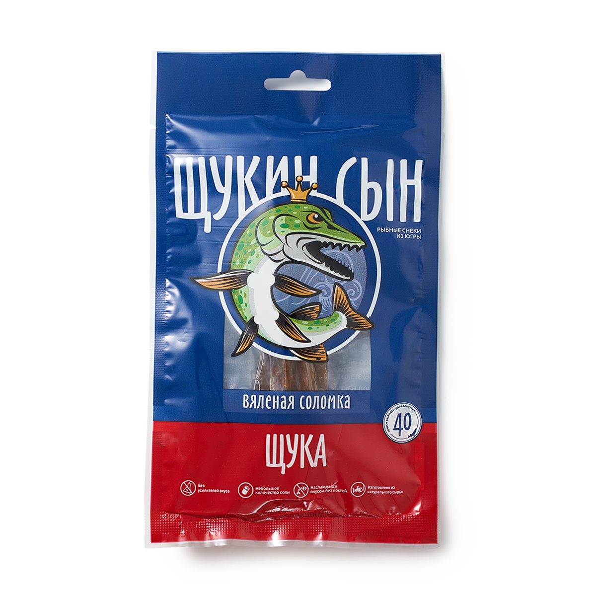 Вяленая щука "Щукин сын", без добавок, 40 граммов, 1 упаковка