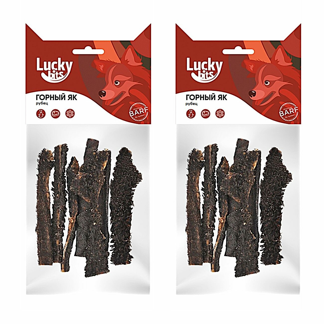 Lucky bits Горный як рубец лакомство для собак 40г (2штуки)