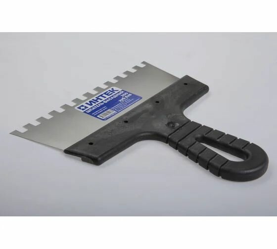 Фасадный шпатель интек 200 мм, зуб 8х8, с пластиковой ручкой, нержавеющая сталь