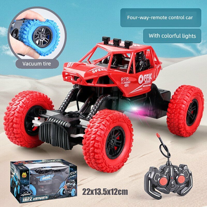 4-канальный RC-автомобиль с батарейным питанием - красный цвет с красными колесами для мальчиков