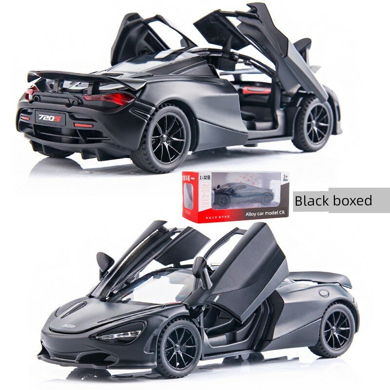 Модель автомобиля McLaren 720S в масштабе 1:32, черная, подлинная алюминиевая коллекционная игрушка