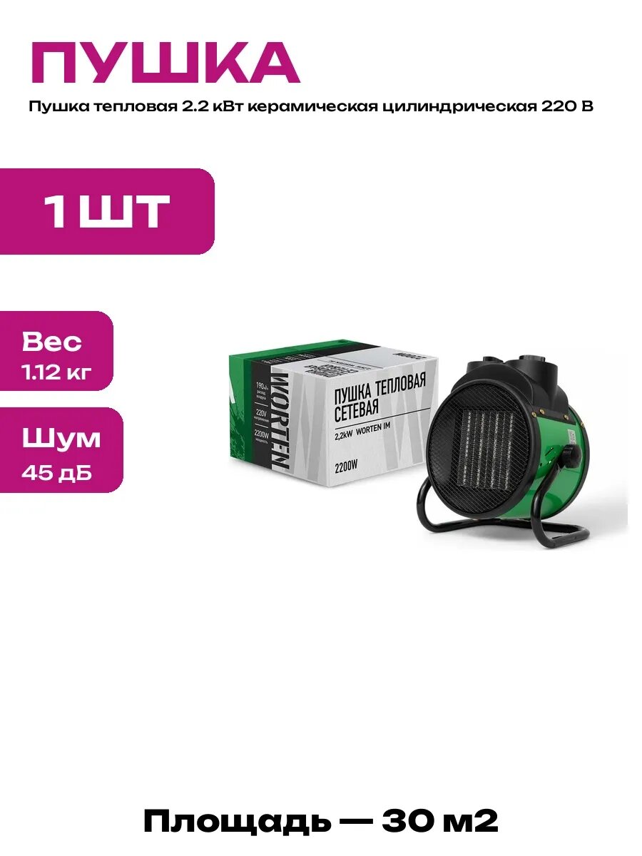 Обогреватель электрический пушка 2.2 кВт керамика для дачи