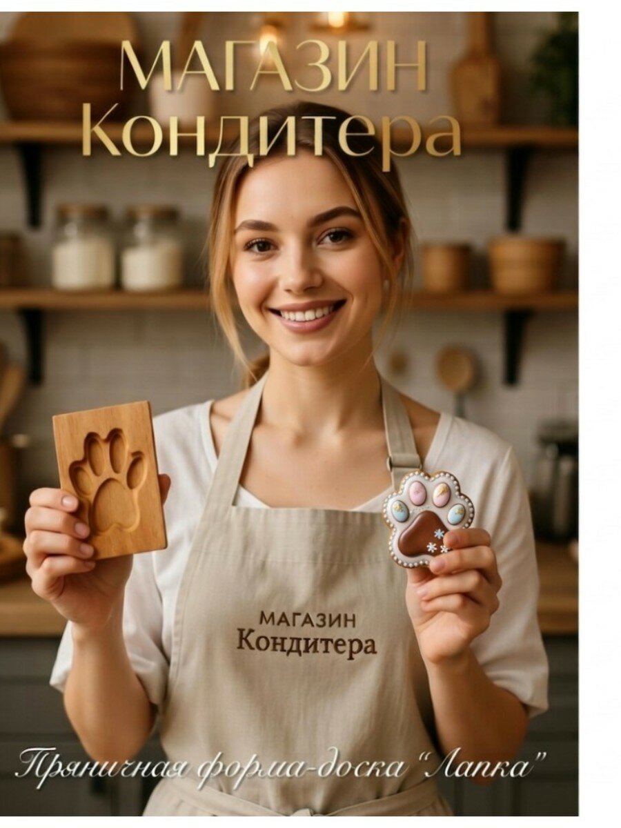 Пряничная форма-доска "Лапка" для формирования пряников и печенья — фото 1