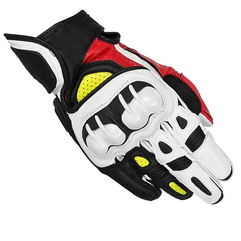 Кожаные Мотоциклетные Перчатки, полностью закрытые перчатки из Черный, L, Black-White-Yellow