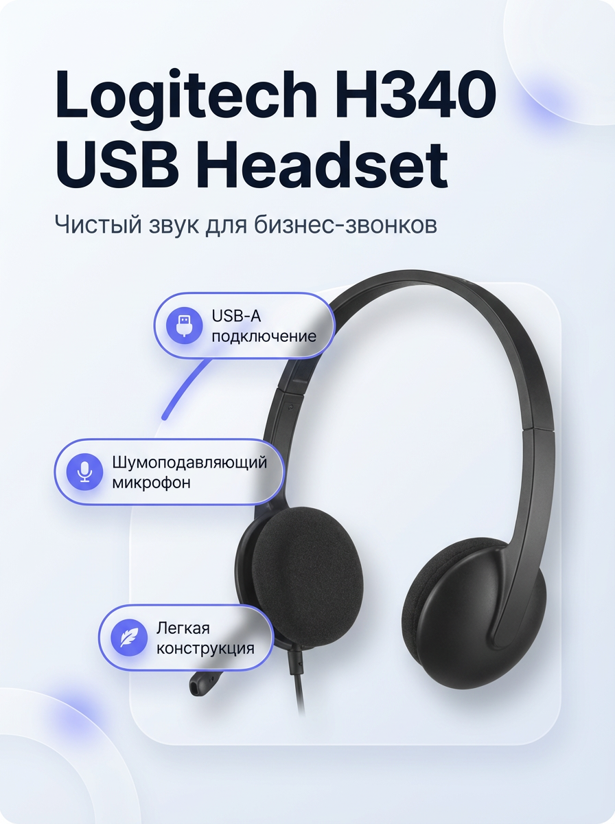 Logitech USB Headset H340 (наушники с микрофоном, USB)