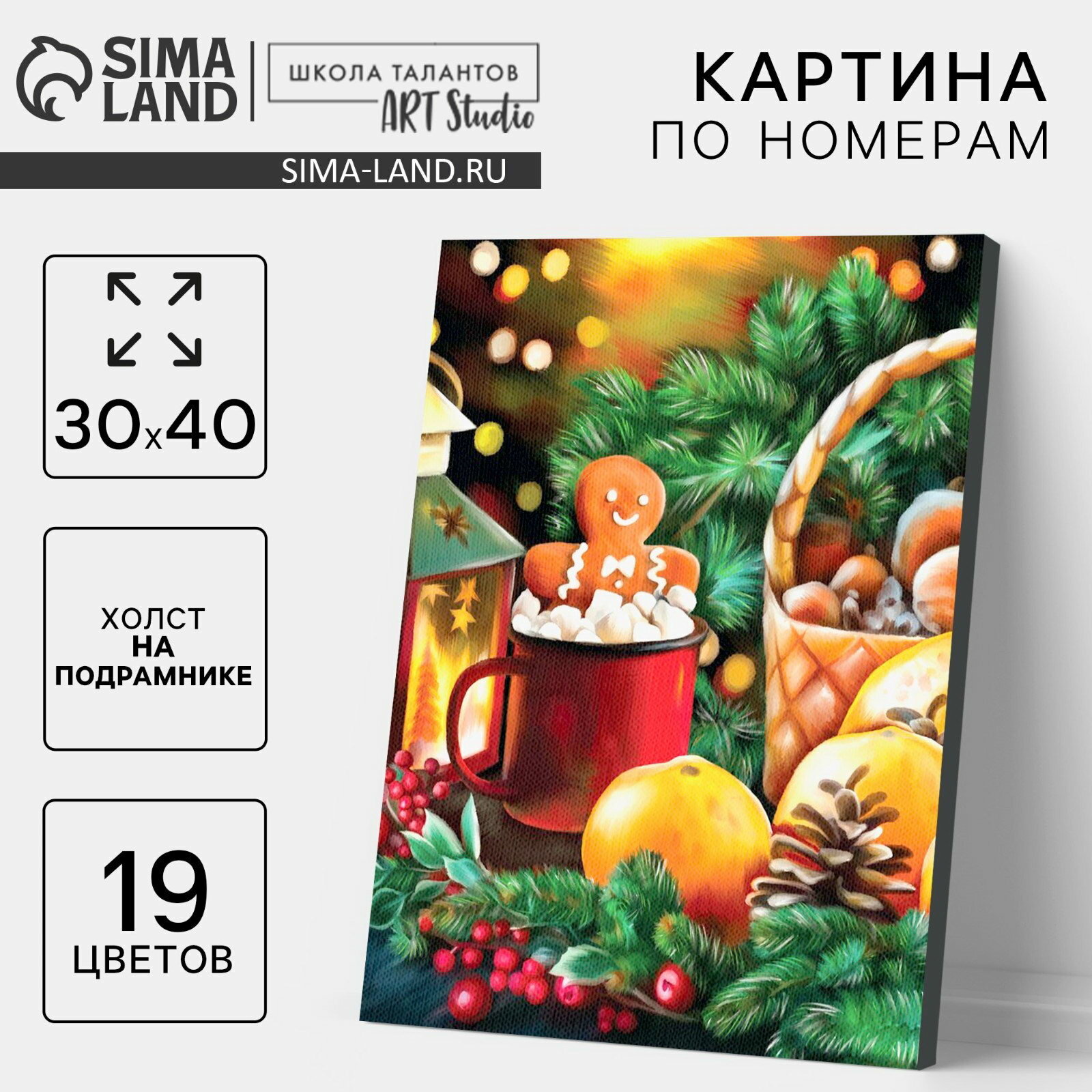 Картина по номерам на новый год на холсте с подрамником "Праздник к нам приходит", 30x40 см