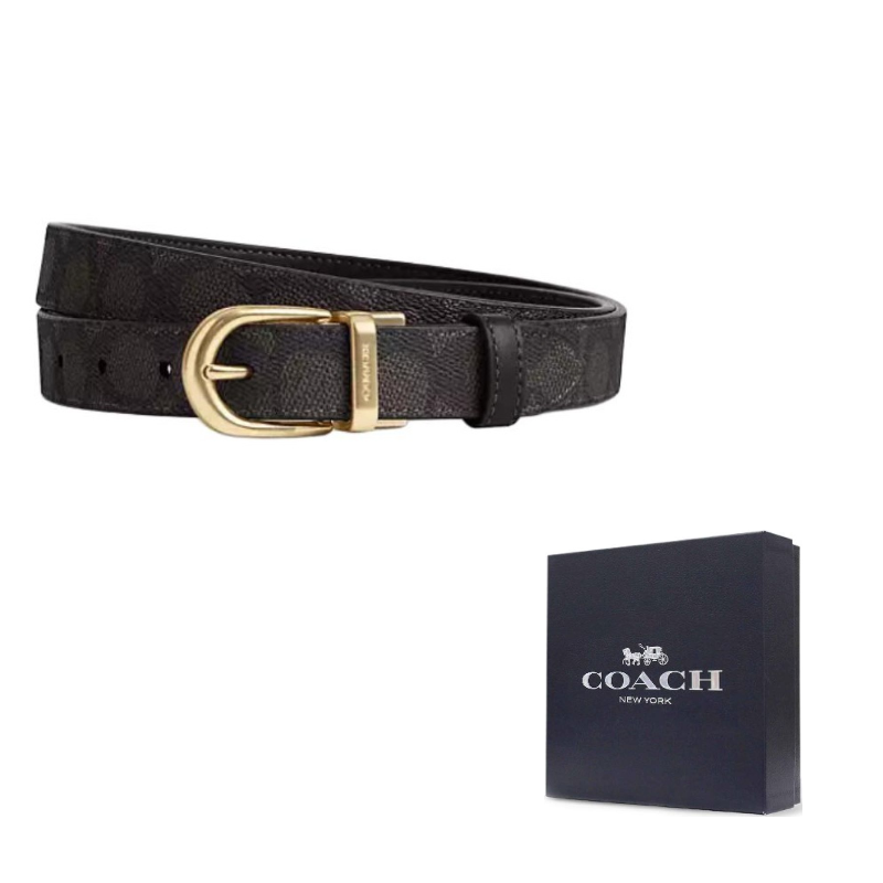 COACH Покрытие Холст Кожаные Ремни Женские Золото Орех Черный Ширина Тела 2,5 см OneSize