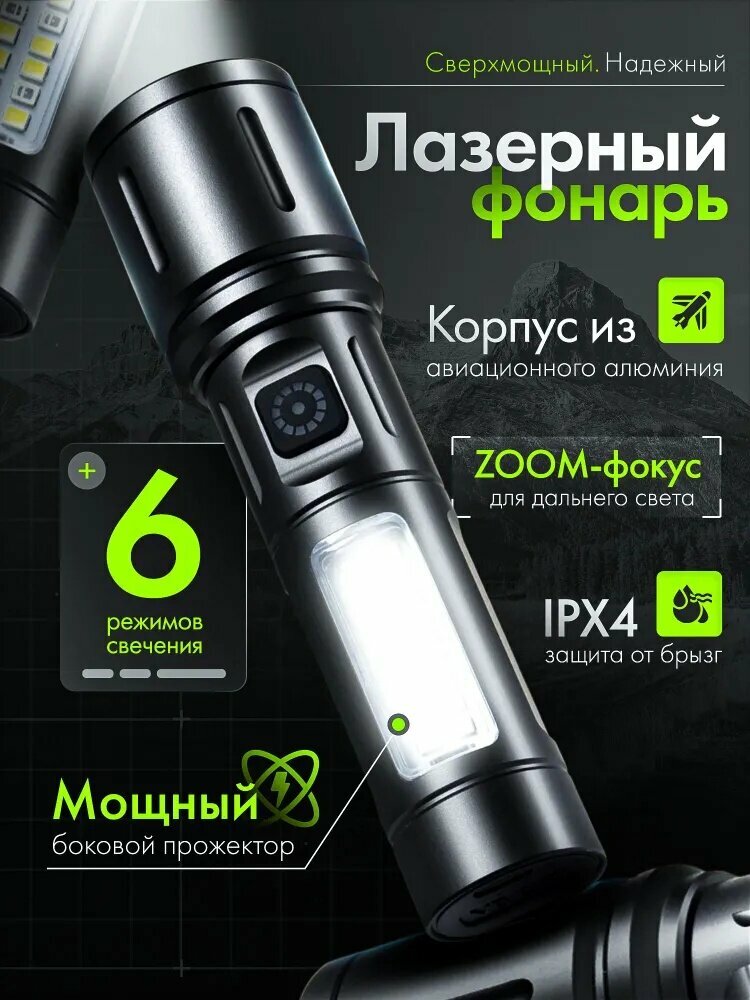 Ручной аккумуляторный фонарик, светодиодный, мощный, водонепроницаемый, для кемпинга и ремонта, с USB зарядкой