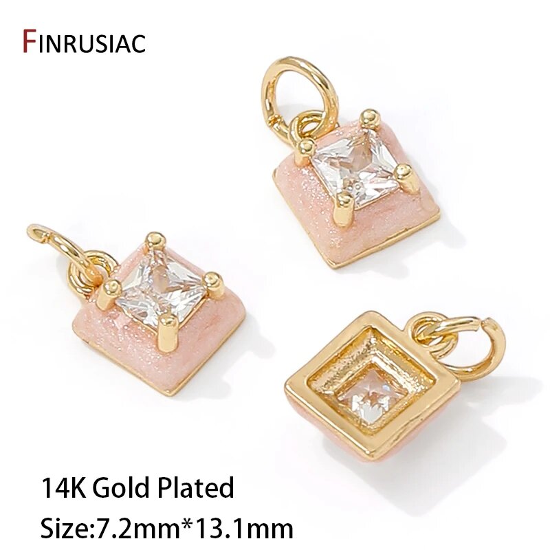 FINRUSIAC Кулоны квадратные 14K gold plated, 6 шт.
