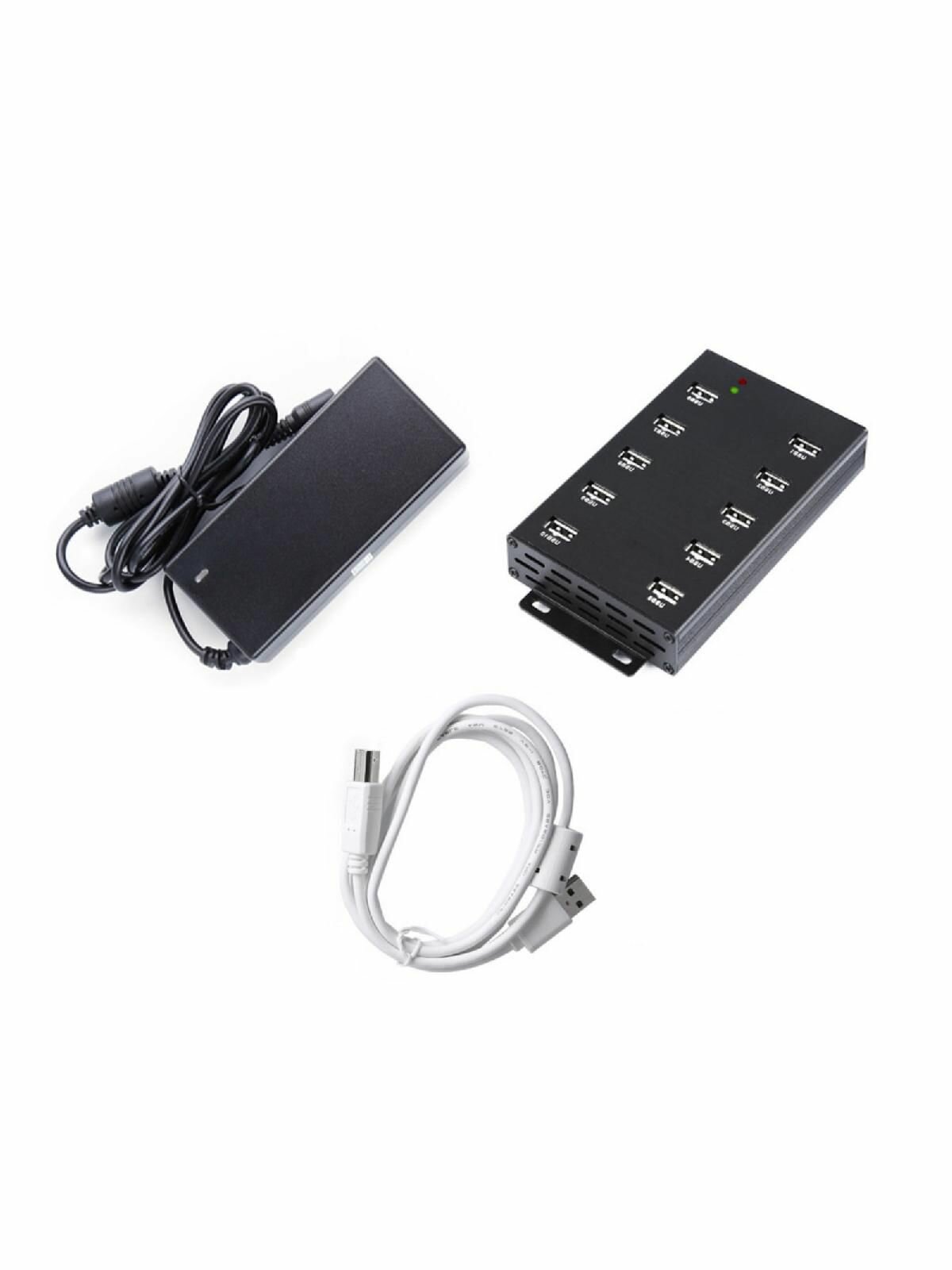 (1 комплект) USB-концентратор 2.0 на 10 портов A300 с БП (вилка США)