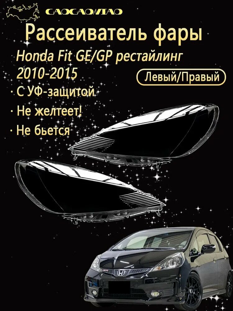 Ремкомплект фары, 2 шт, арт. Рассеиватель фары на Honda Fit GE/GP рестайлинг 2010-2015 выбор левый правый комплект поликарбонат с УФ-защитой не желтеет