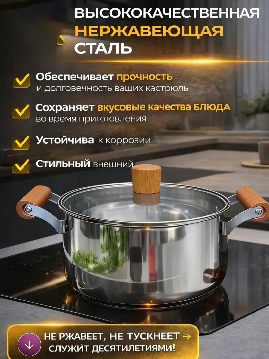Кастрюля с 7 л шеф повар антипригарным покрытием с крышкой