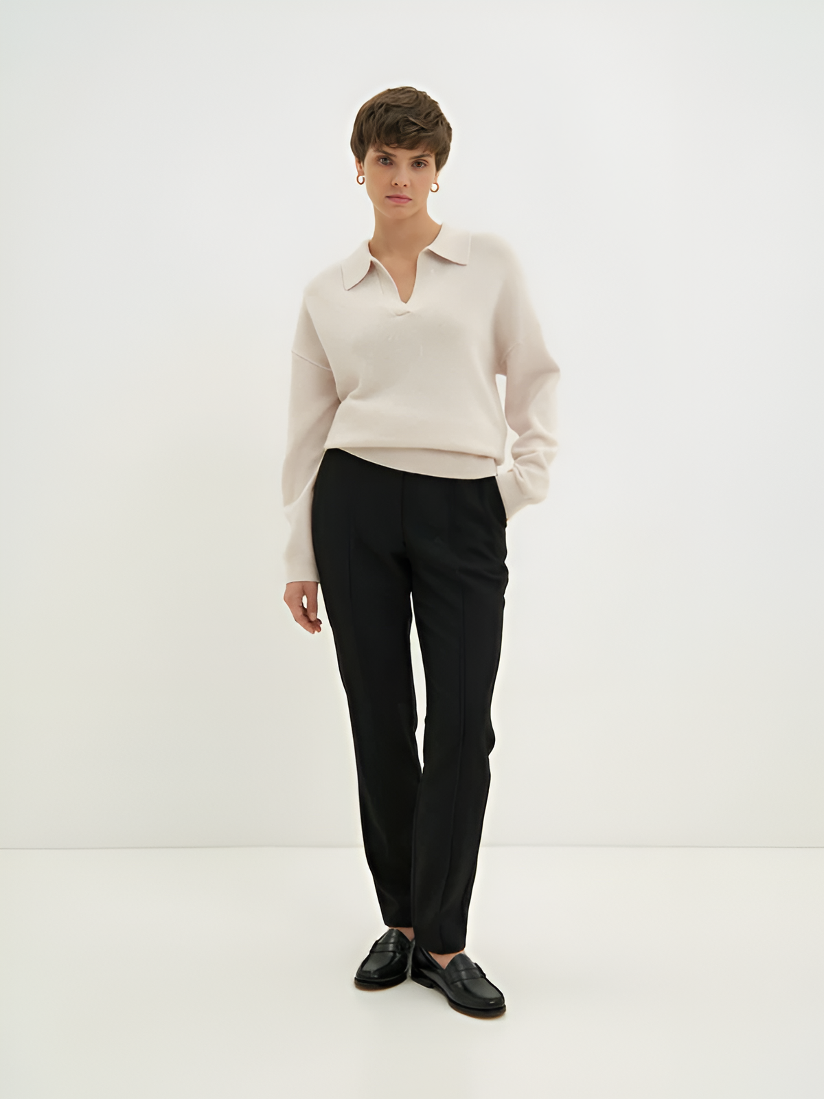 Брюки Зауженные брюки с шерстью на высокой посадке