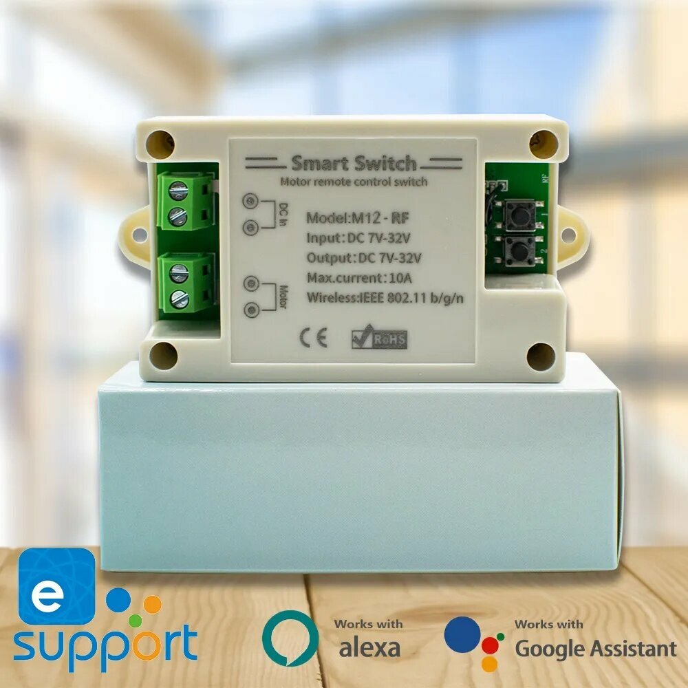 Ewelink Smart Wifi Контроллер электропривода, постоянный ток 12В/24В/32В, радиопульт RF433, совместим с Alexa и Google Home