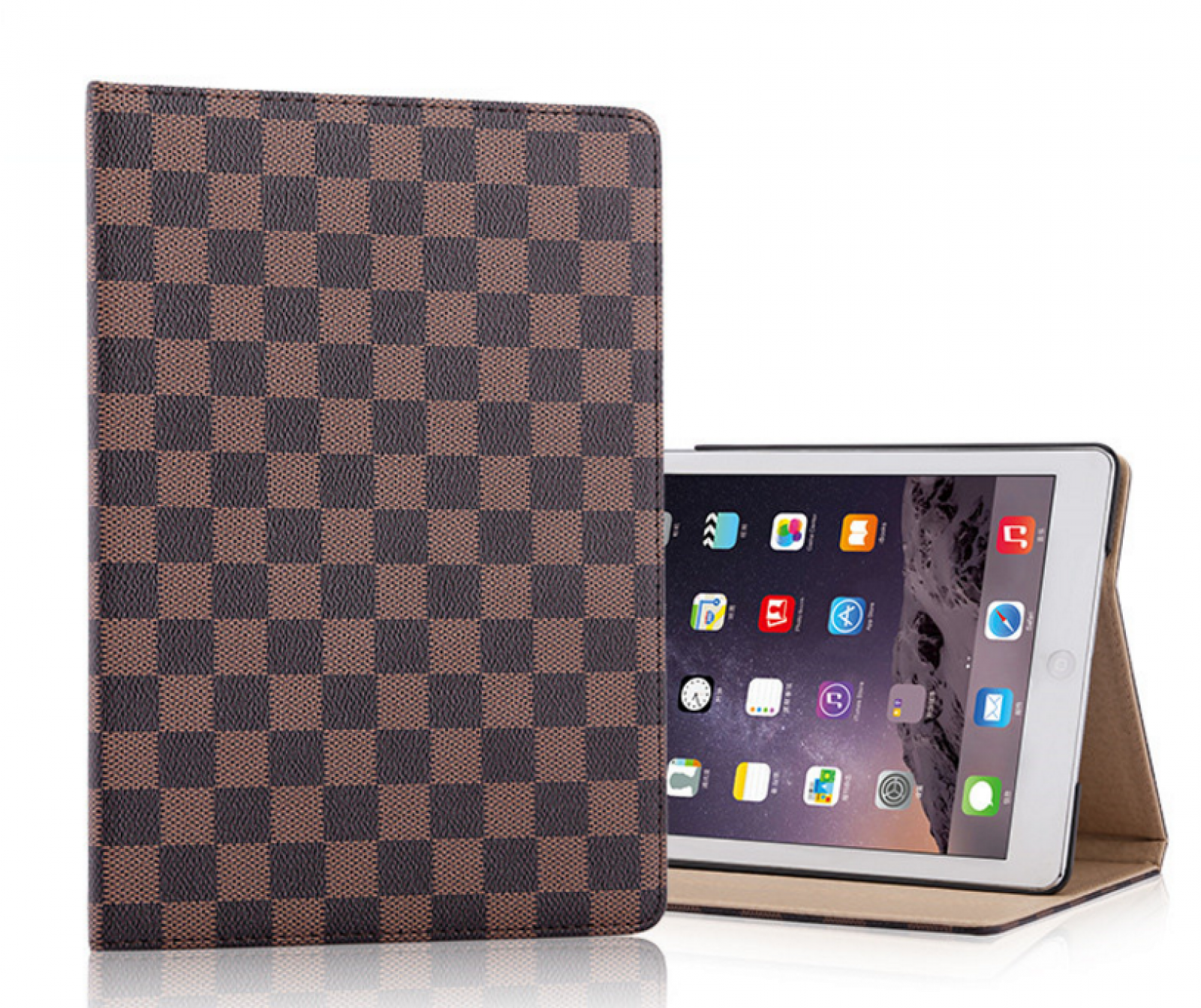 Чехол-обложка MyPads для Apple iPad 9.7 с мульти-подставкой коричневый в клетку