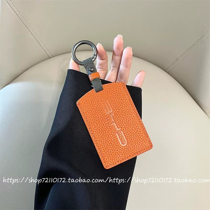Чехол для ключа NFC BYD из кожи в цвете Hermes Orange с контрастной застежкой для моделей Tang, Han, Yuan, Song Plus,