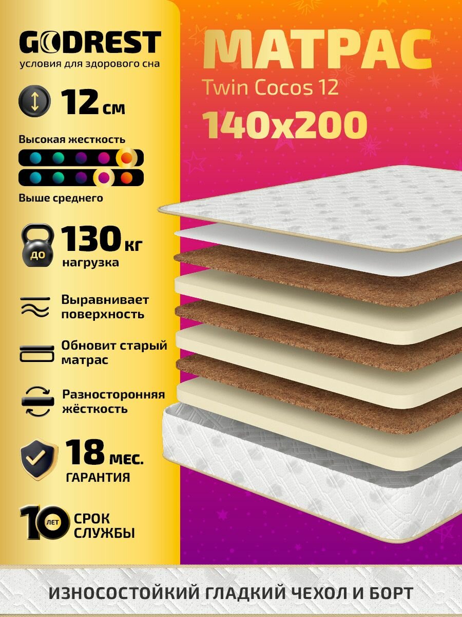 Матрас GODREST Twin Cocos 12 160x190