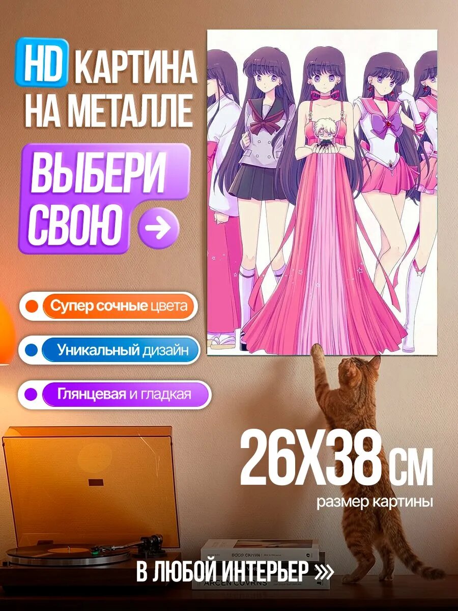 Картина на HD металле Сейлор Мун и команда