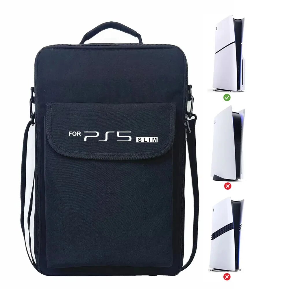 Чехол для переноски PS5 Slim черный с логотипом
