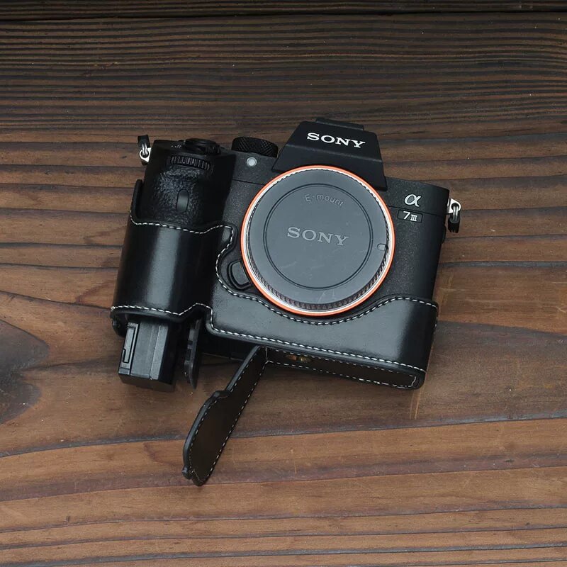 Sony A7M3/A7R3/A7R3A/A9 фотоаппаратный чехол - Черный фальшивый кожа для DSLR, минималистичный дизайн