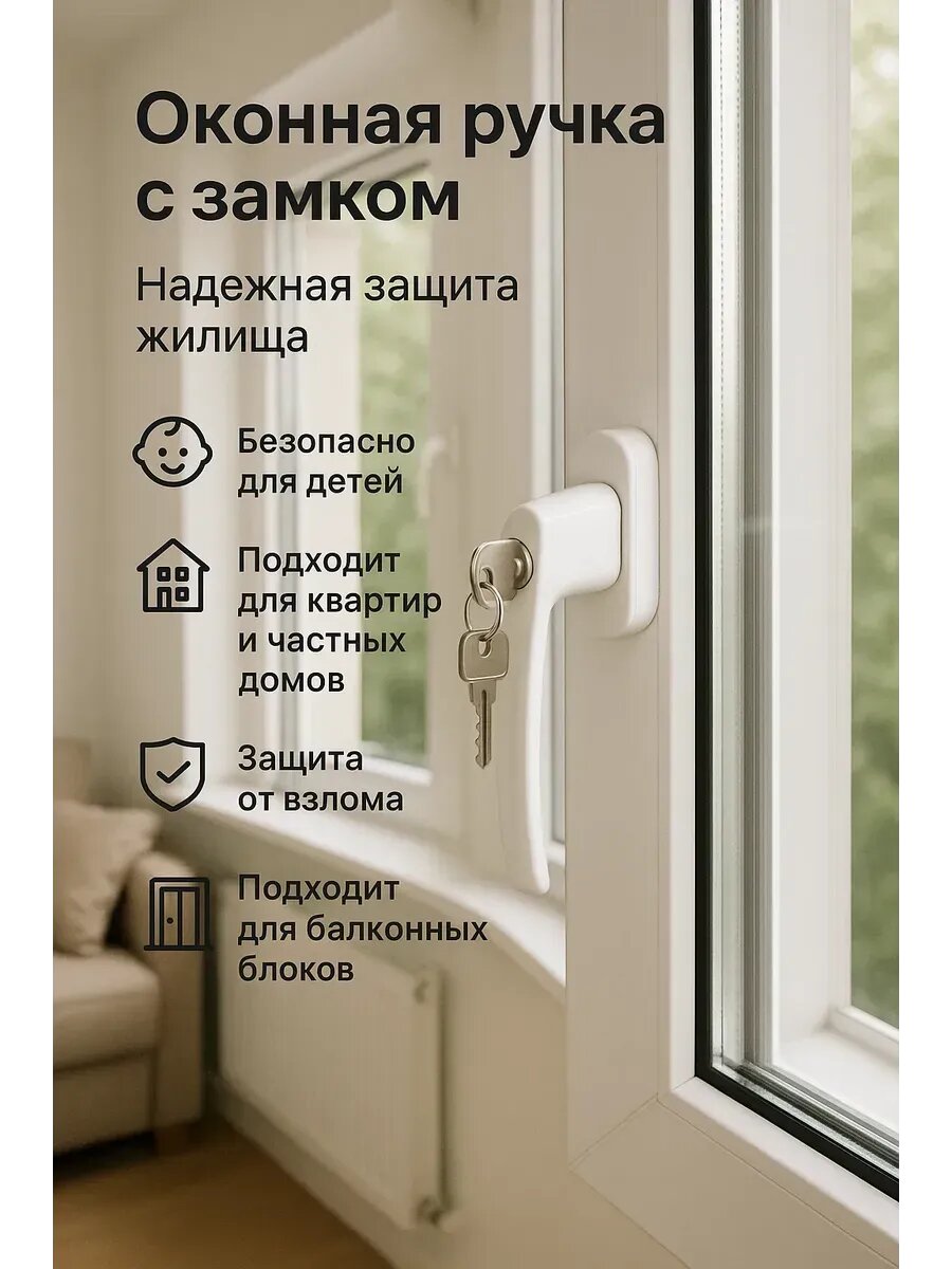 Ручка для пластикового окна балкона с замком