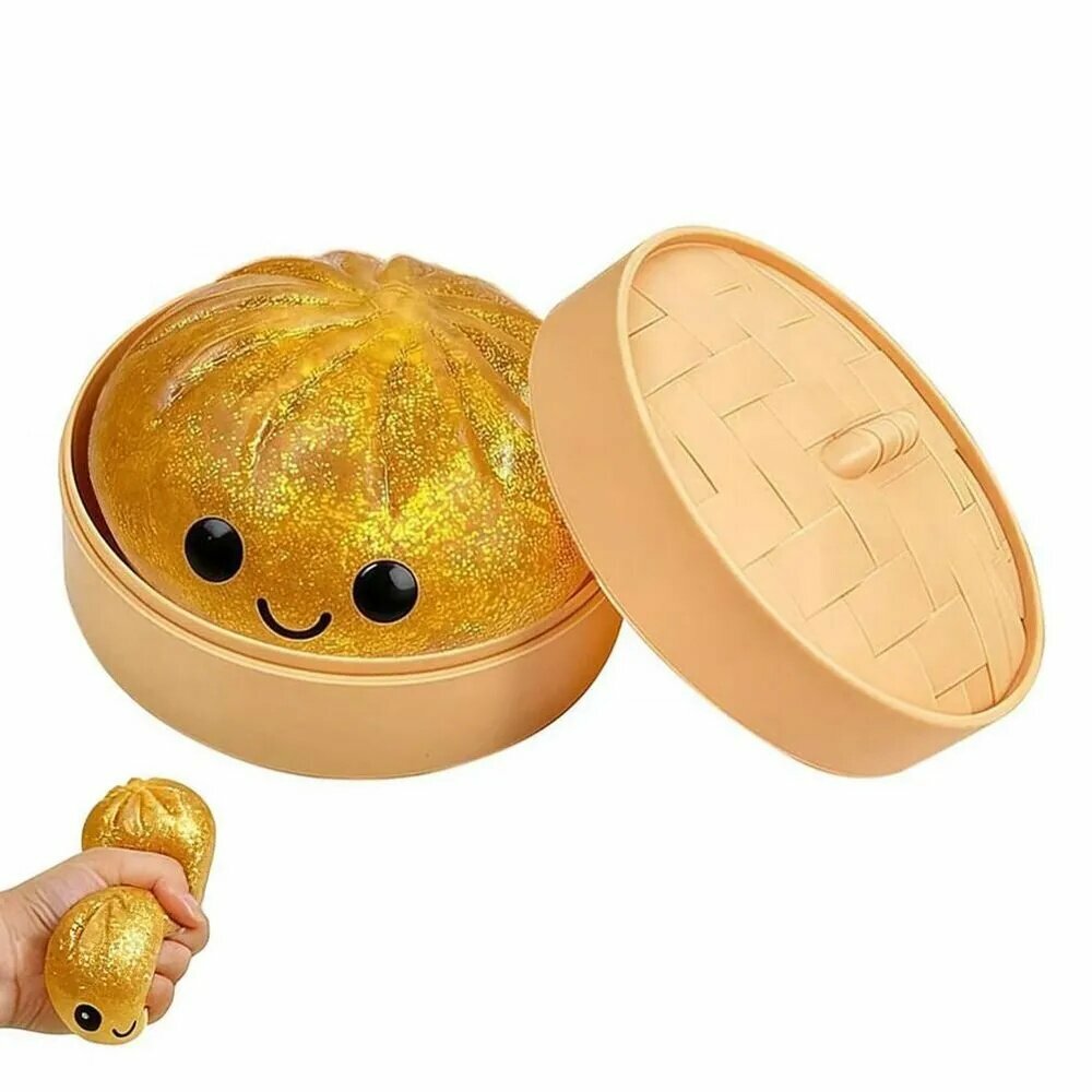 Сенсорная игрушка-пельмень с паровой корзиной, мягкая эластичная, 10 см