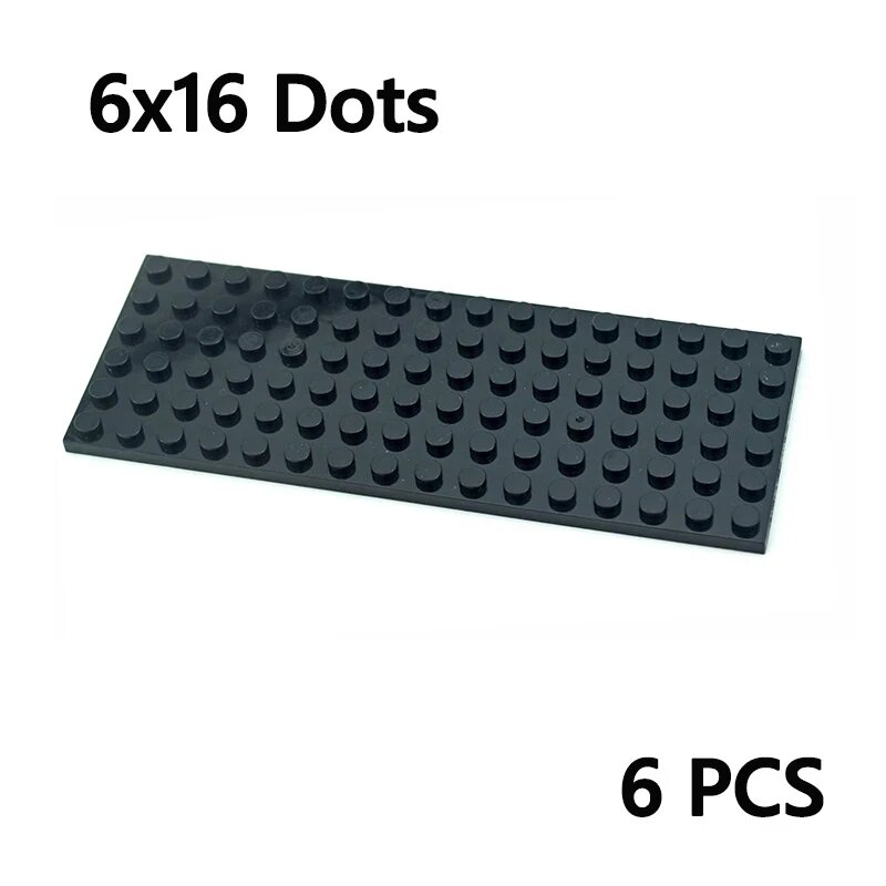 6x16 плиты LEGO, 6 шт, черный (3027-black)