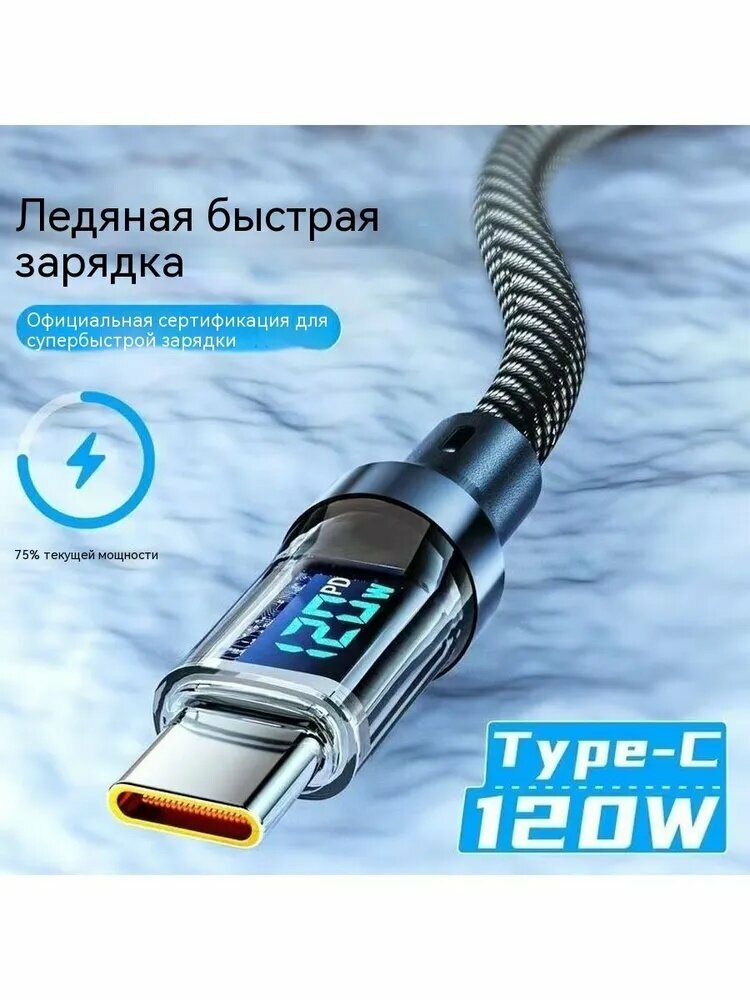 Сетевой кабель питания USB Type-C/USB Type-C, 2 м, черный — фото 1