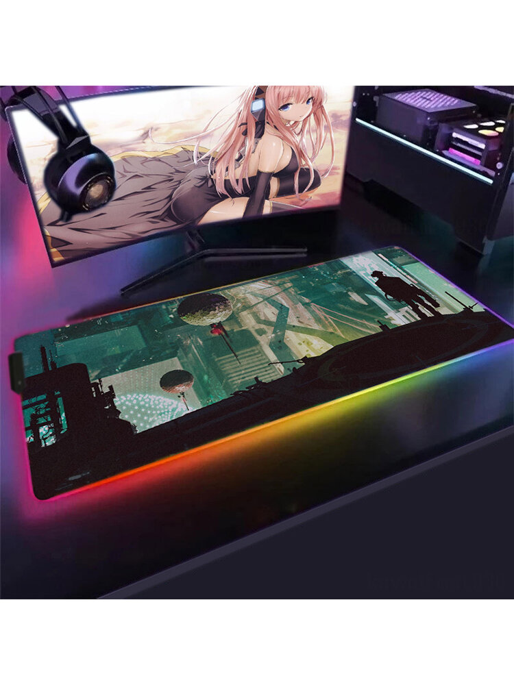 RGB LED Cyberpunk Игровой USB-коврик для мыши с клавиатурой, ковер для рабочего стола , размер 40x90xxl