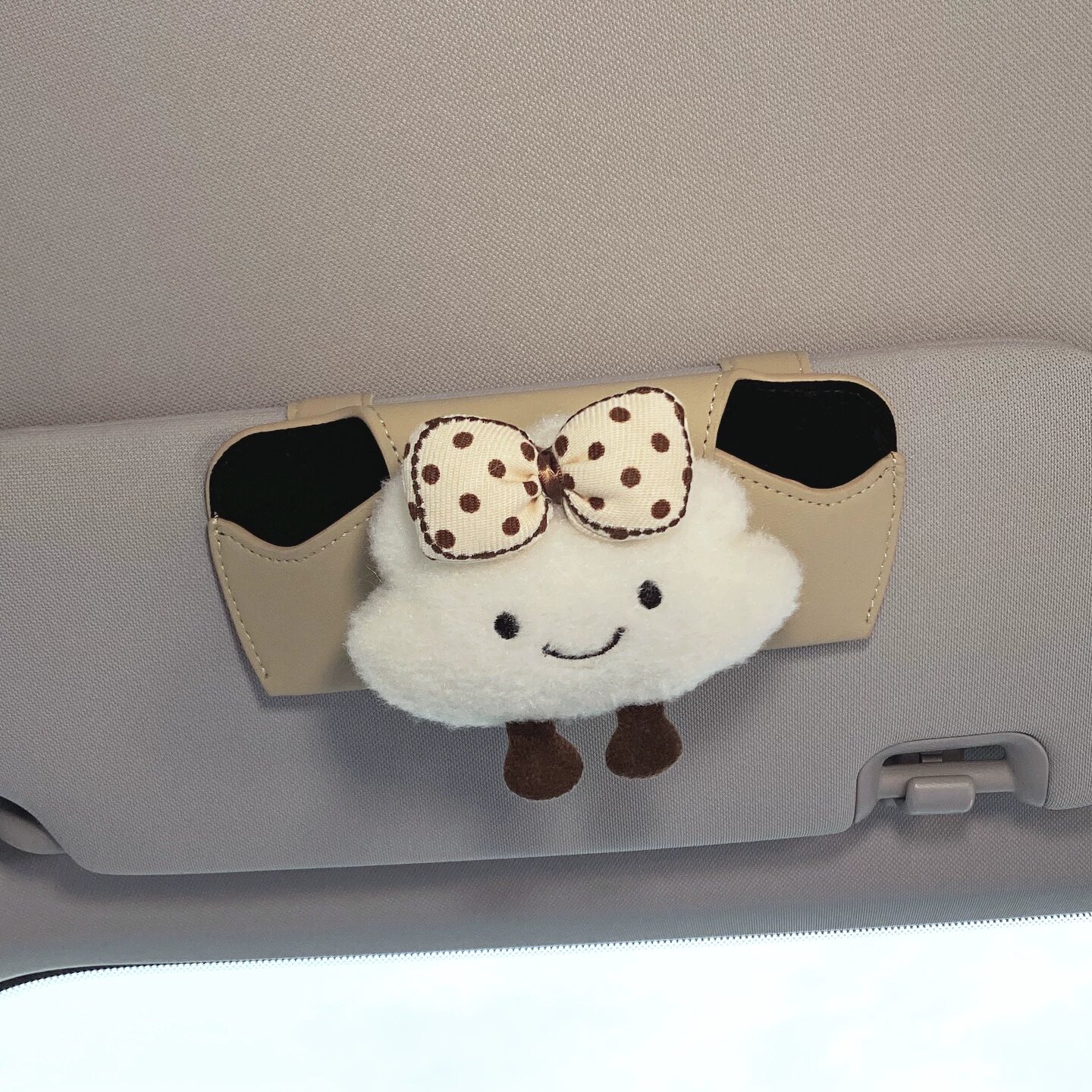 Магнитный чехол для очков в авто с бантом и облаком для солнцезащитного козырька Тесла - Одиночный