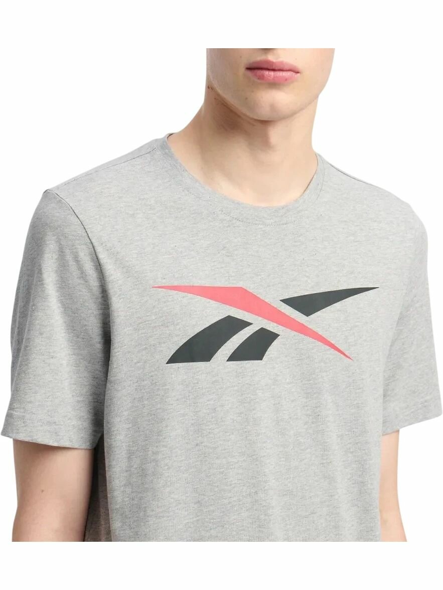 Футболка спортивная Reebok Gs Vector Tee, размер S INT, серый/красный — фото 1