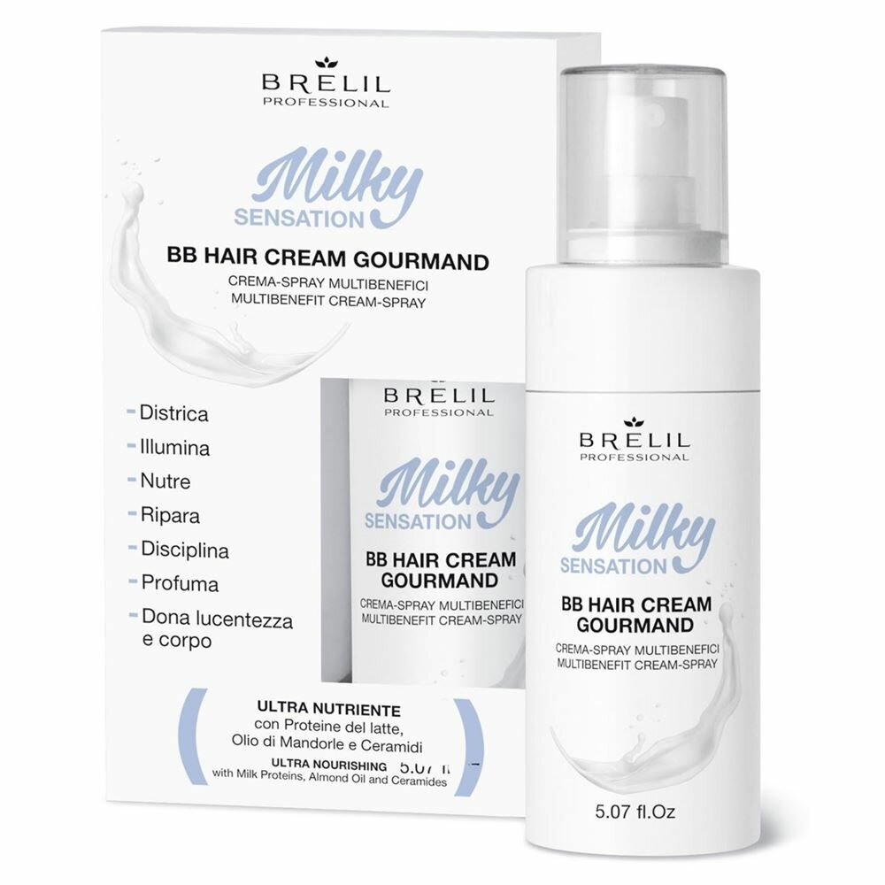 Brelil Professional Многофункциональный крем-спрей для волос ВВ Hair Cream Gourmand Milky Sensation, 150 мл
