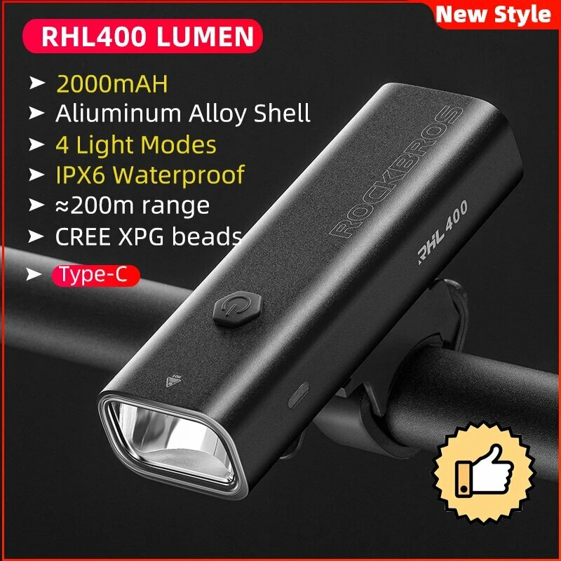 ROCKBROS Велосипедный фонарь YQ-QD/R1/RHL/BC, RHL400 Type-C