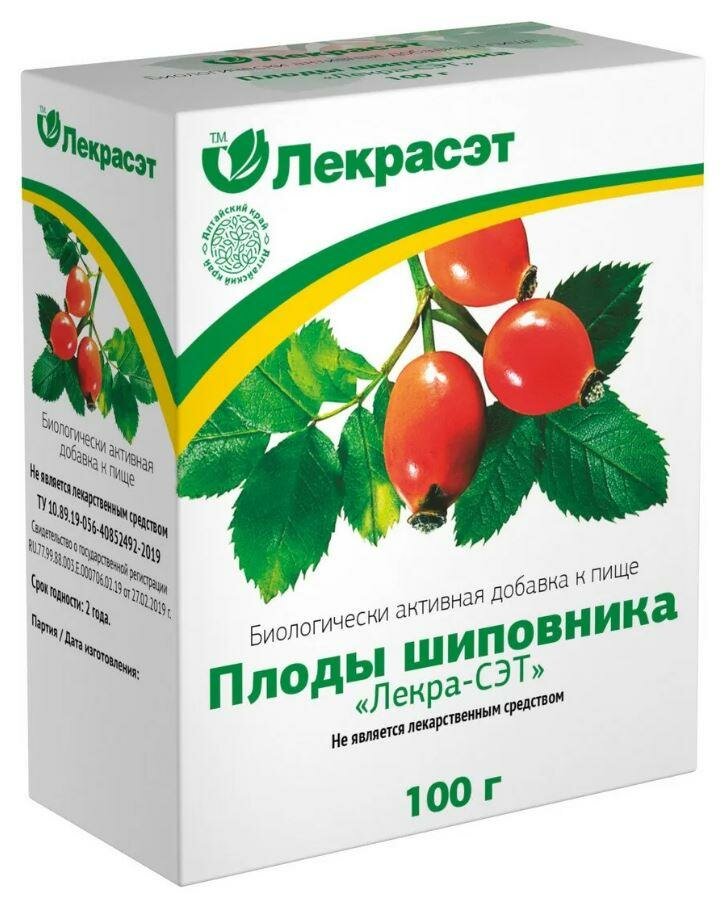 Чайный напиток Лекра-СЭТ Шиповник плоды для улучшения обмена веществ, 100 г