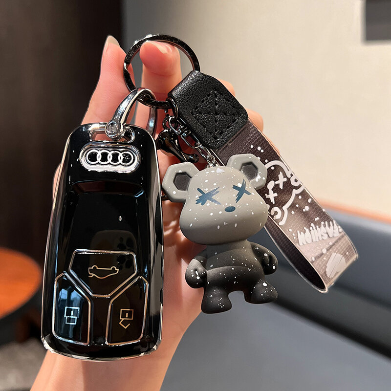 Фиолетовый чехол для ключа с одинарной оболочкой для Audi Q5L, A4, A5, S4 — дизайн с 3 кнопками