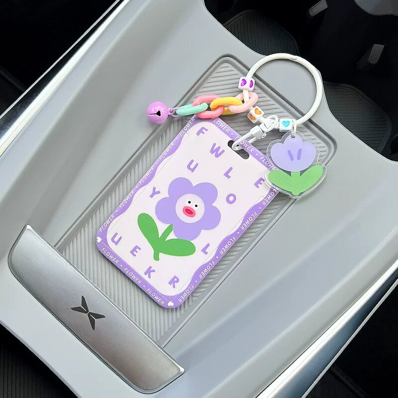 XPeng Mona M03 Защитный чехол для карты ключа с фиолетовым цветочным узором для безопасности ключевой карты