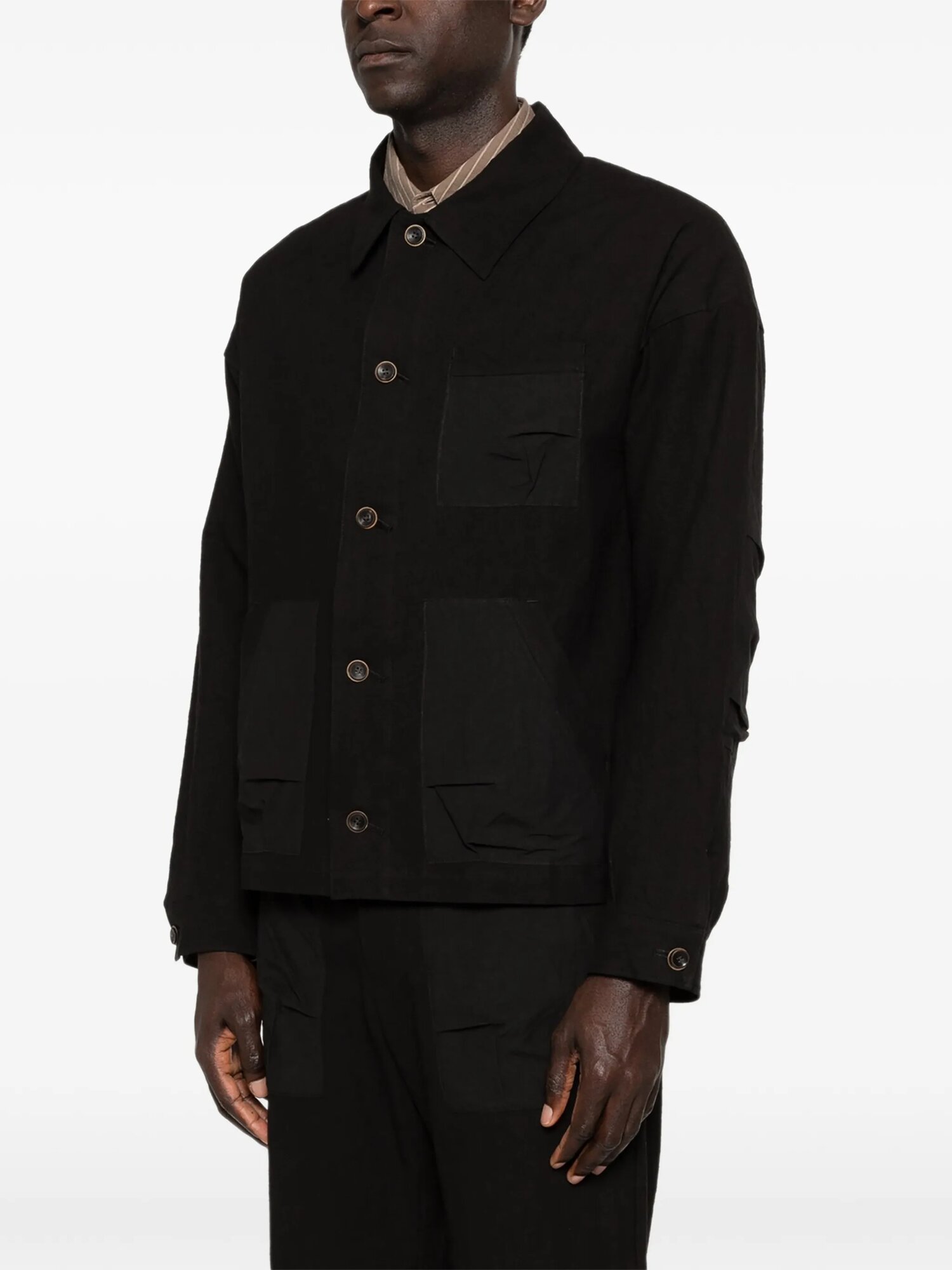 Рубашка Individual Sentiments Button patch pocket shirt, размер 4, black / black — фото 1