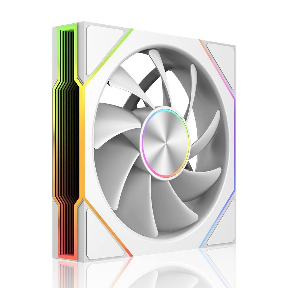 Белый реверсивный 120 мм вентилятор AUSEN StarlinkV2 R с aRGB подсветкой