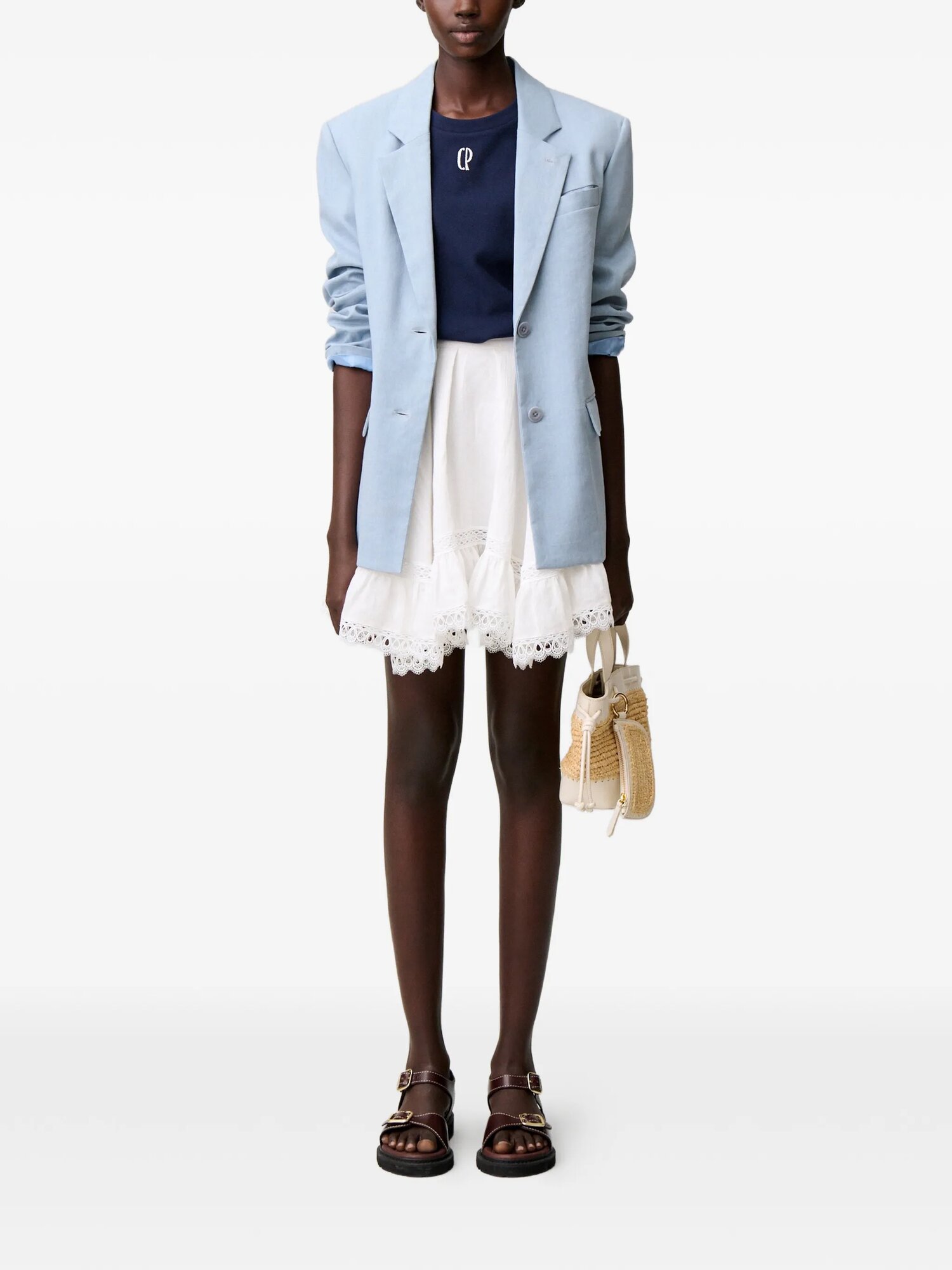 Юбка CLAUDIE PIERLOT, размер 34, бежевый/белый — фото 1
