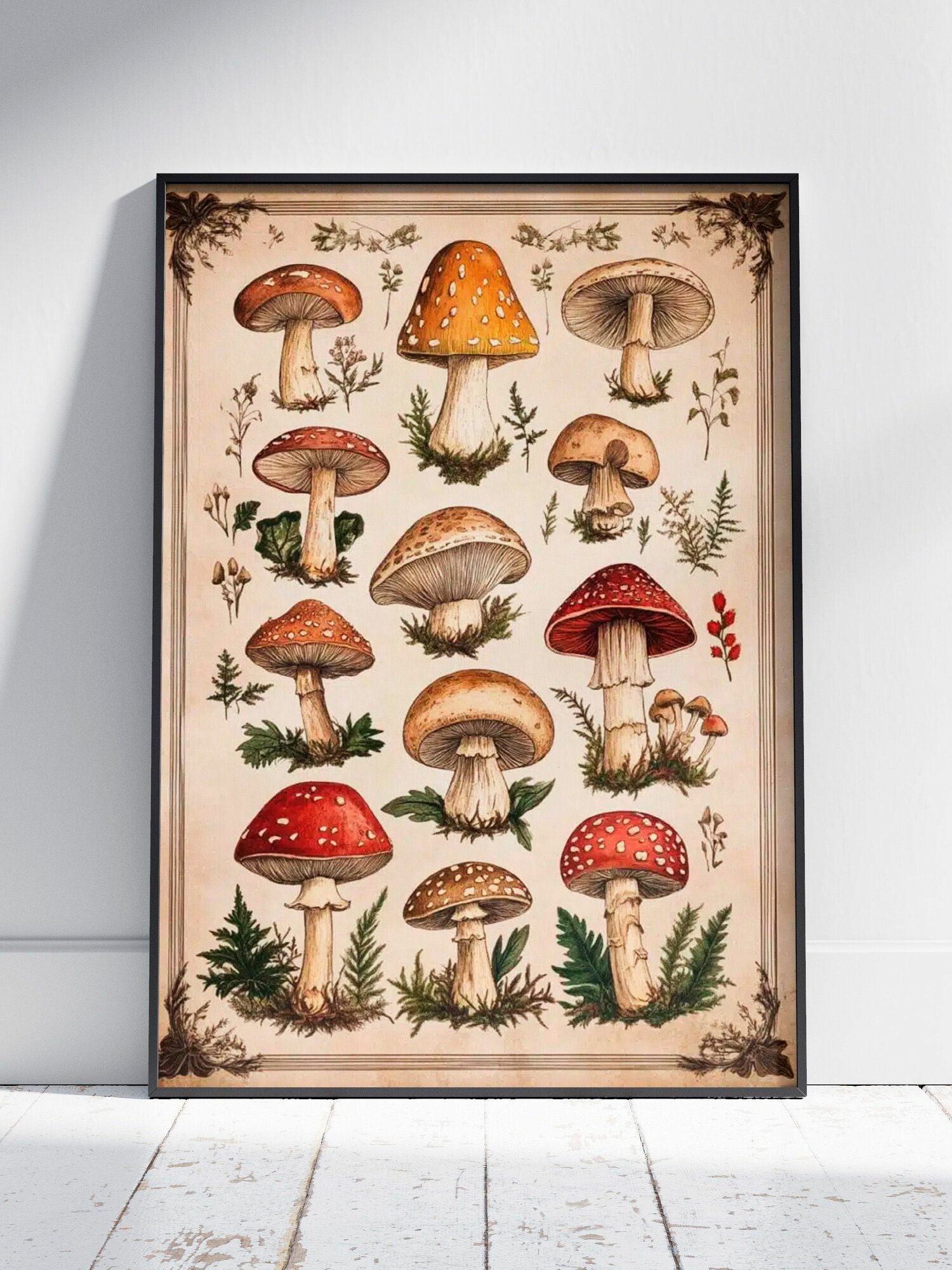 Плакат на стену для интерьера Грибы (Mushroom 23) - Постер по микологии формата A4 (21x30 см)