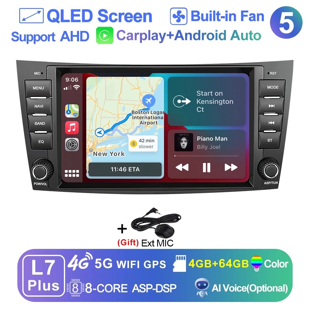 LEHX L6 беспроводной CarPlay Android авто радио для Mercedes Benz E-Class W211 W463 W219 W209 4G автомобильный мультимедийный GPS 2din авторадио