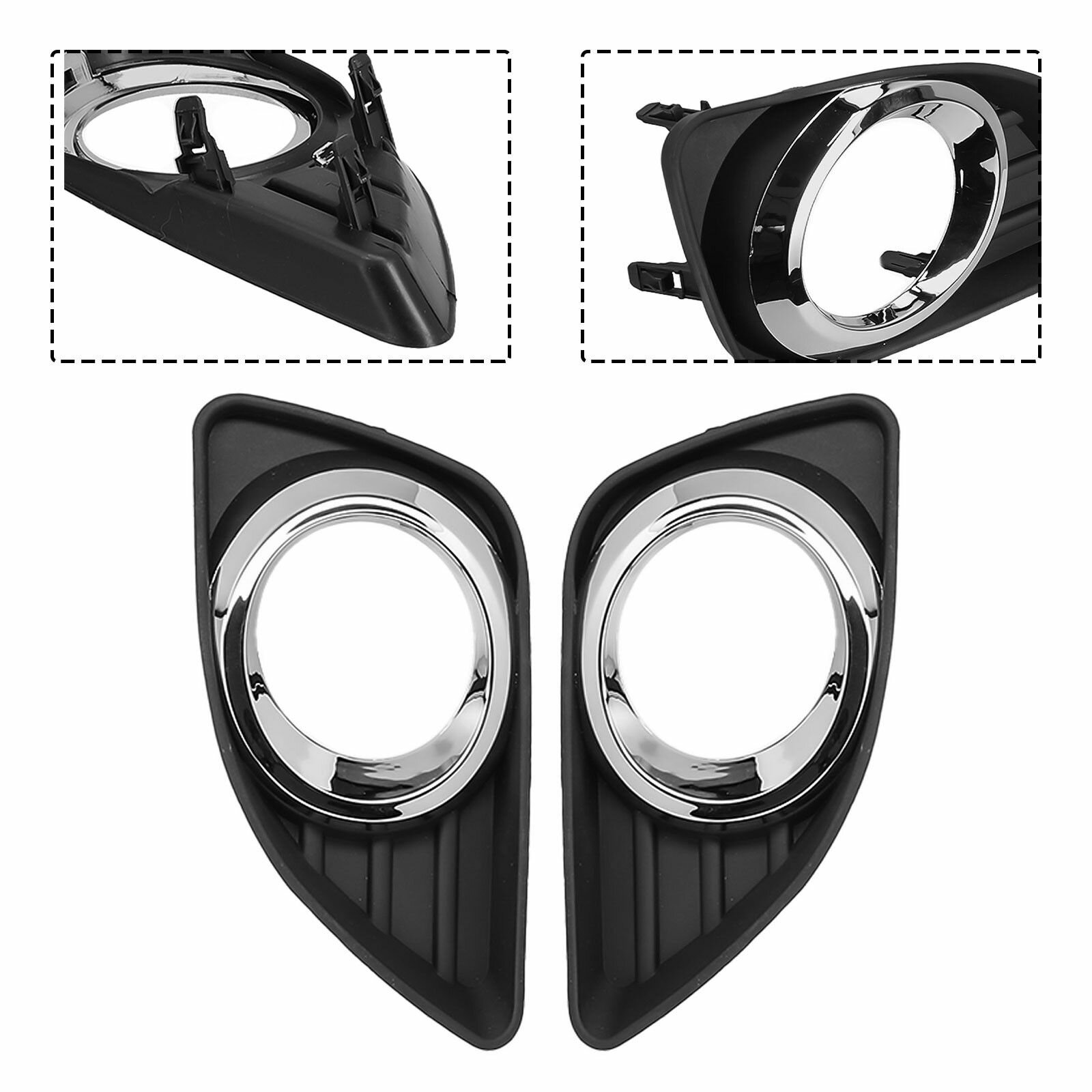 Рамка противотуманной фары Toyota Camry 2010-2011, чёрная ABS, OEM 52040-06050, комплект 2 шт, простая установка