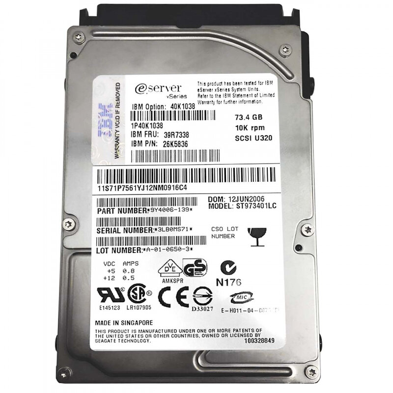 Жесткий диск IBM 73,4Gb 10000 U320SCSI 3.5" HDD 26K5836