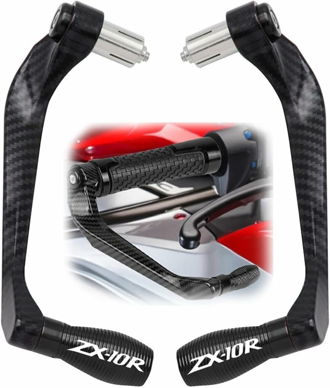 Защита руля мотоцикла из карбона для Kawasaki ZX-10R (2000-2023), черный